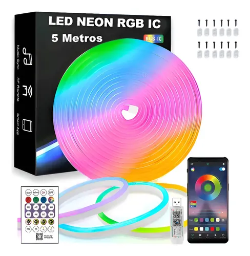 Rgb Ic Led Flexible Neon Light 5m Strips With App Control | MercadoLibre