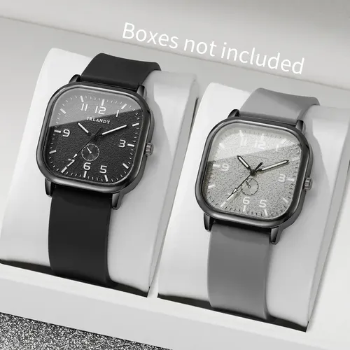 Set De 2 Relojes Modernos Con Esfera Cuadrada Y Correa De Si | MercadoLibre