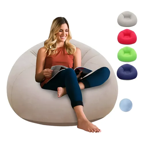 Sillón Sofá Inflable Silla Aterciopelada Puff Cómodo +bomba Color ...