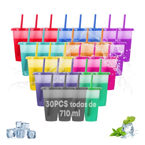 Vasos Con Tapa Y Popote De Plastico | MercadoLibre