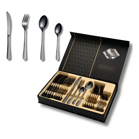 Set Cubiertos Acero Negro | MercadoLibre 📦