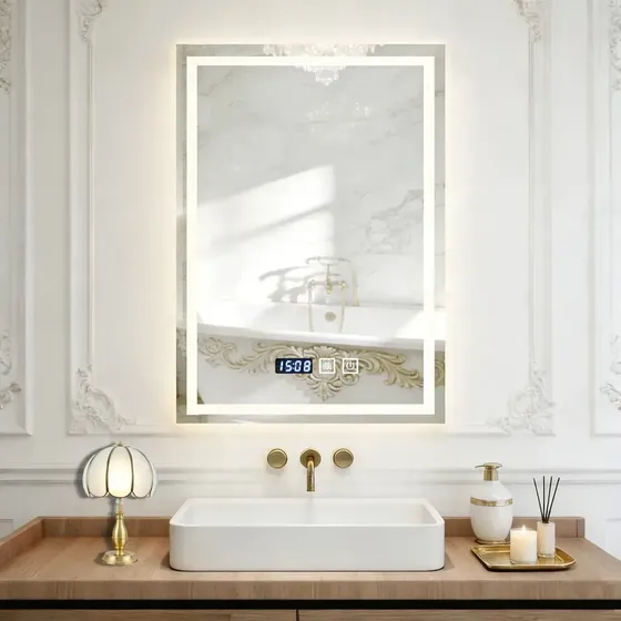 Espejo Led Baño Touch 3 Modo Con Antivaho Hora Temp 80x80cm | MercadoLibre