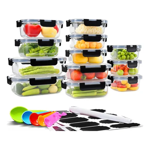Contenedores Tóper De Vidrio Herméticos Con Tapa Juego 10pcs Color ...