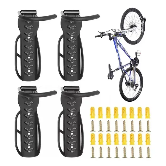 Kit 4 Soportes De Gancho Para Colgar La Bicicleta En La Pare Negro ...