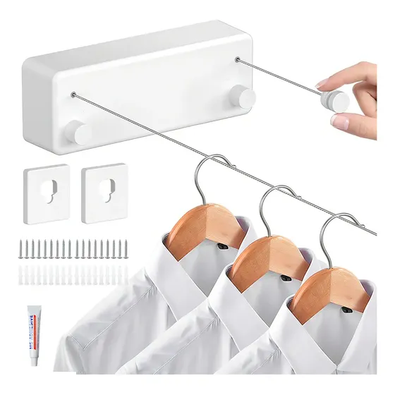 Simuky 5.2 Metros Tendedero Plegables Retractil De Pared Ropa 2 Líneas ...