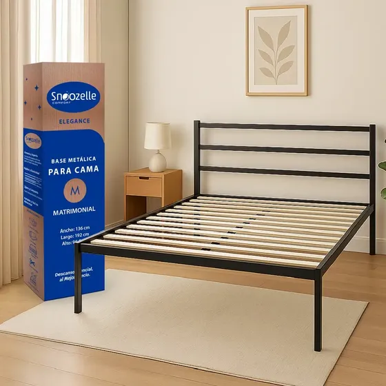 Base Cama Matrimonial Metal Con Cabecera | MercadoLibre