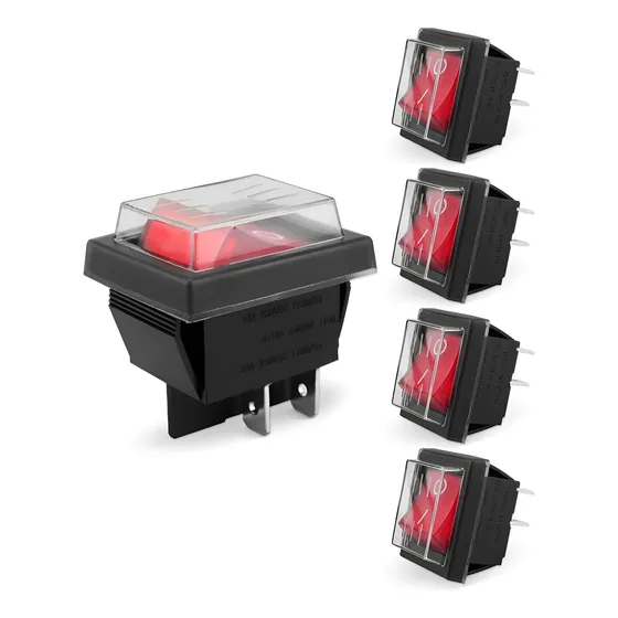 5 Switch Boton De Impermeable 4pin Balancín Con Luz 125v 20a ...