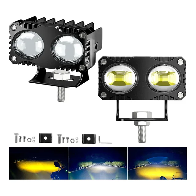 2pzs Faros Auxiliares Led Doble Color Para Auto Moto+3 Modos | MercadoLibre 📦
