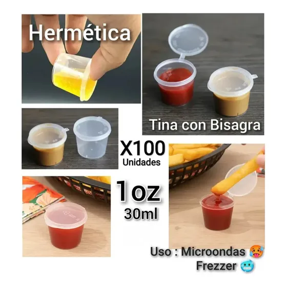 Tina Rectangular Salsera Plastica Transparente Con Tapa 3 Onzas ...