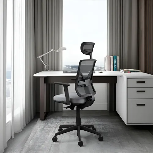 Silla de escritorio Rolic Cool gamer ergonómica Gris/Negra con tapizado ...