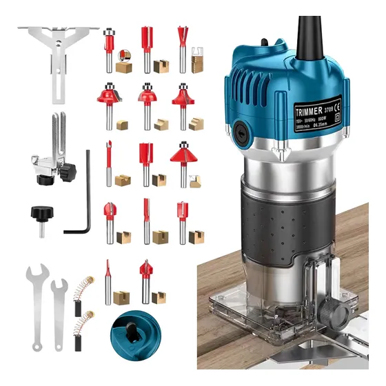 Rebajadora Para Madera Thinkwork Tw6033 800w 30000rpm Con 15 Brocas Y ...