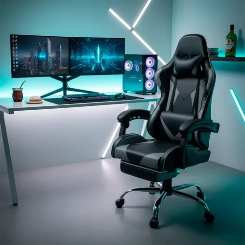 Silla de escritorio Rolic Cool gamer ergonómica Gris/Negra con tapizado ...