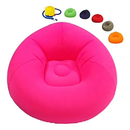 Sillón Sofá Inflable Silla Aterciopelada Puff Cómodo +bomba Color ...