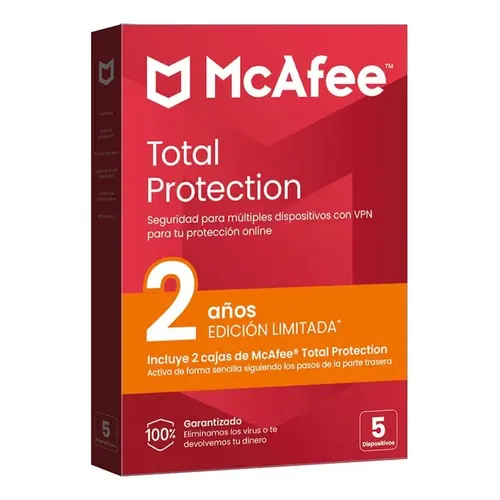 Antivirus McAfee Total Protection Digital - 5 dispositivos 1 año ...