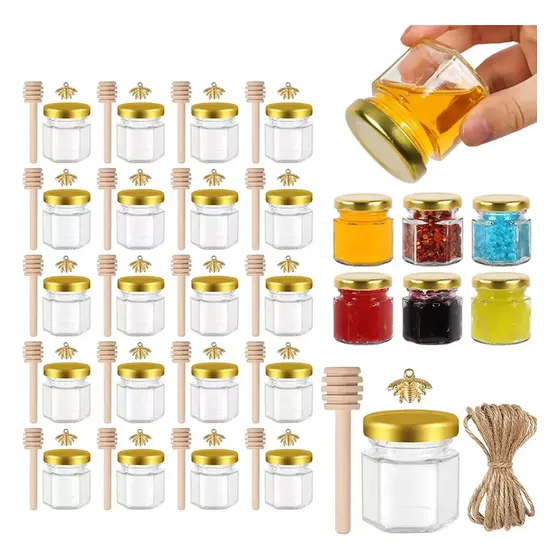 Frasco De Vidrio Mini Miel Hexagonal 45 Ml Con Tapa (20pcs ...