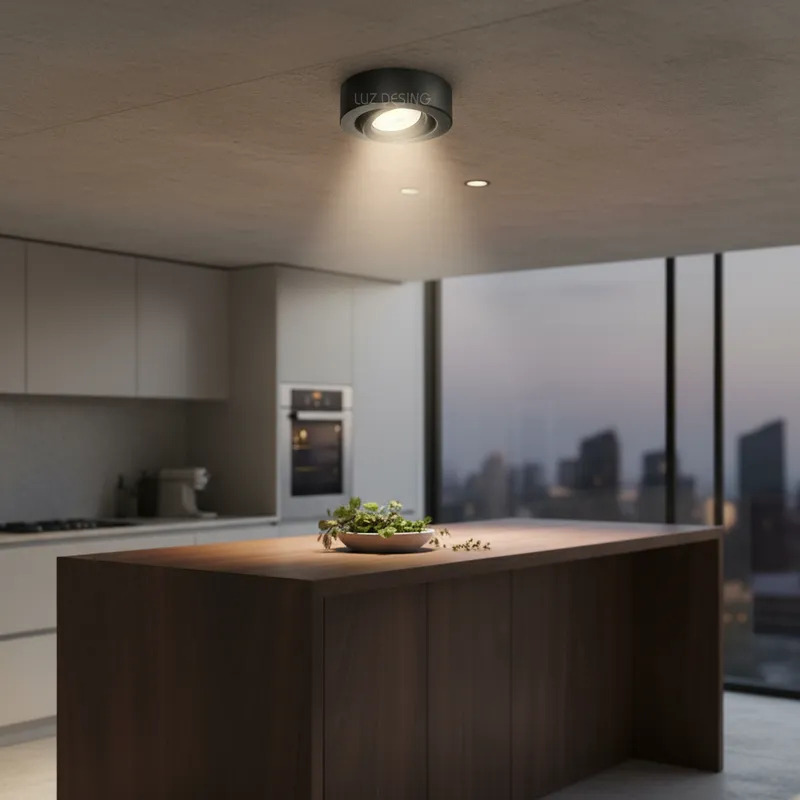 LUZ DESING, Spot Plafon Negro Movil Circular Apto Led Gu10 Luz Desing Negro