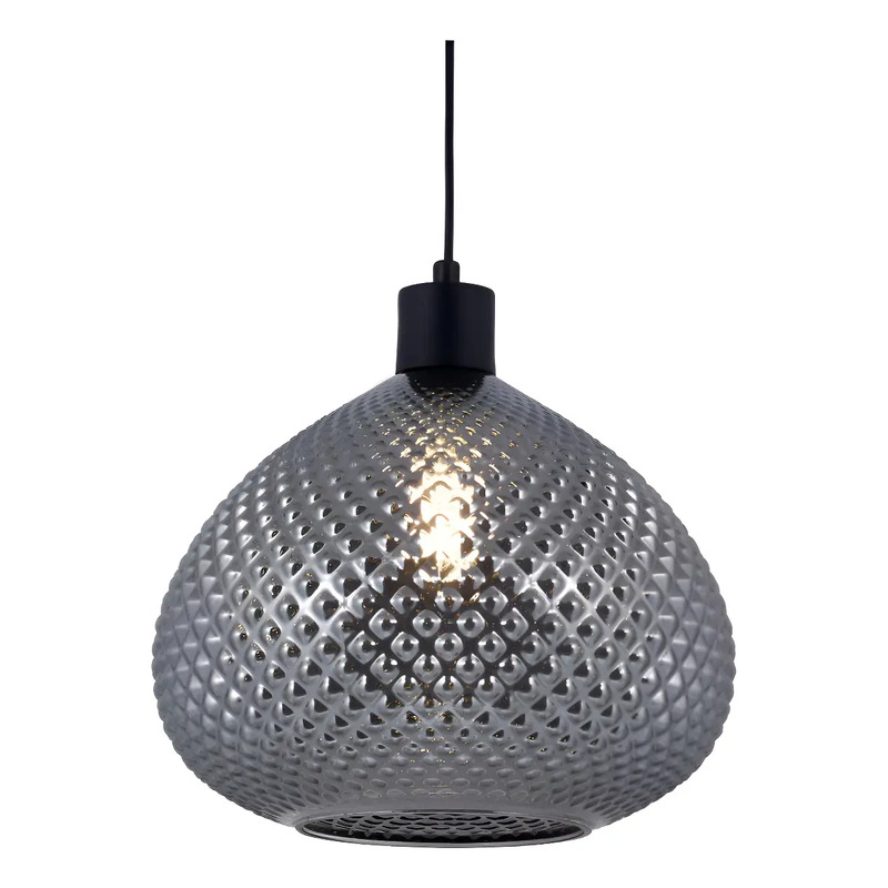 LUZ DESING, Colgante Vintage Vidrio Fume Tallado Mircea 1798/c1f Mks Fumé