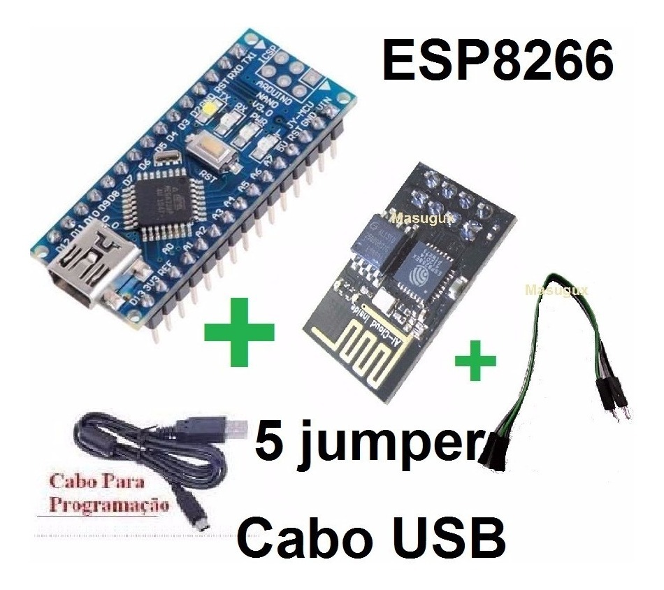 Arduino Nano Cabo Usb Wifi Esp8266 Esp01 Wireless R 6649 Em Mercado Livre