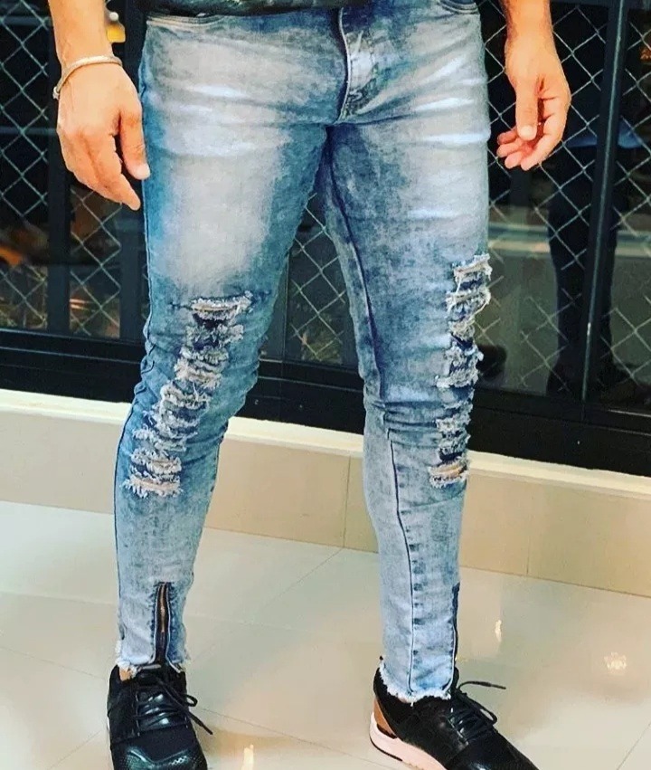 Calça Jeans Rasgada Masculina Clara Skinny C Lycra Premium R 120 00
