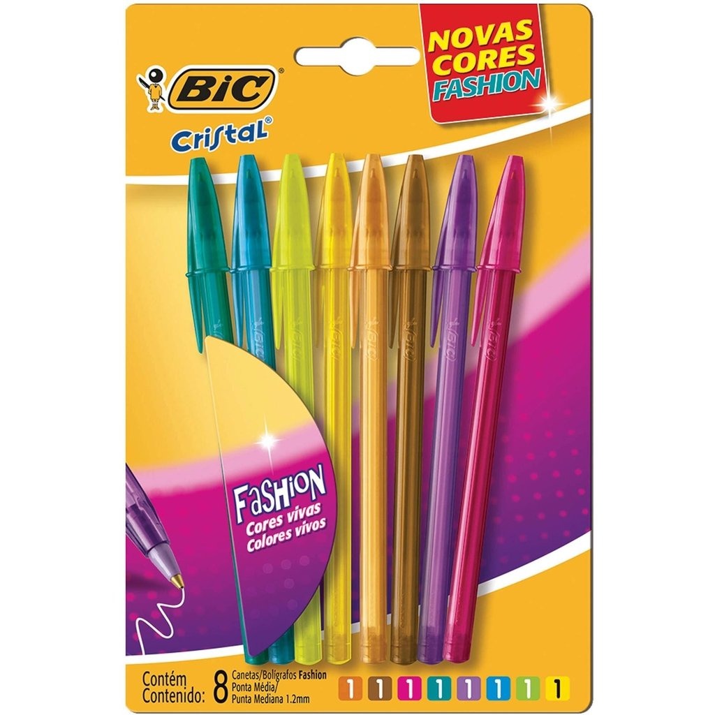 Caneta Bic Cristal Fashion 8 Cores - R$ 29,18 em Mercado Livre Caneta Bic Cristal Fashion 8 Cores - R$ 29,18 em Mercado Livre