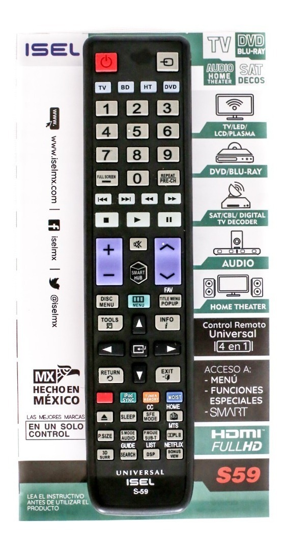 ELCOM | Control Universal Smart Tv Isel U59 - $ 259.00 ELCOM | Control Universal Smart Tv Isel U59 - $ 259.00