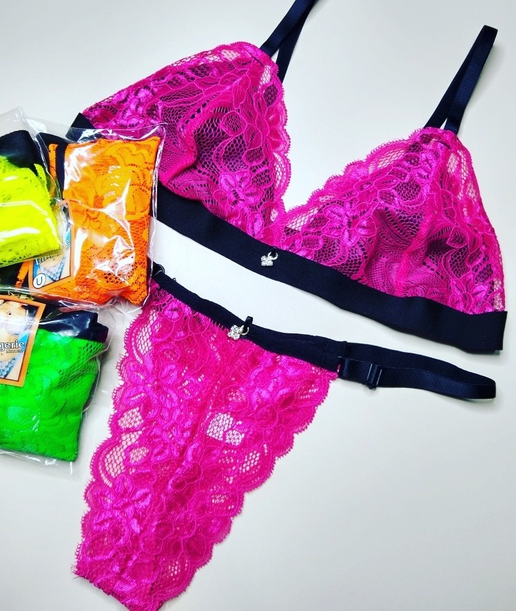 Kit 5 Conjuntos Lingerie Neon Sutiã Calcinha Renda Atacado R 105 90