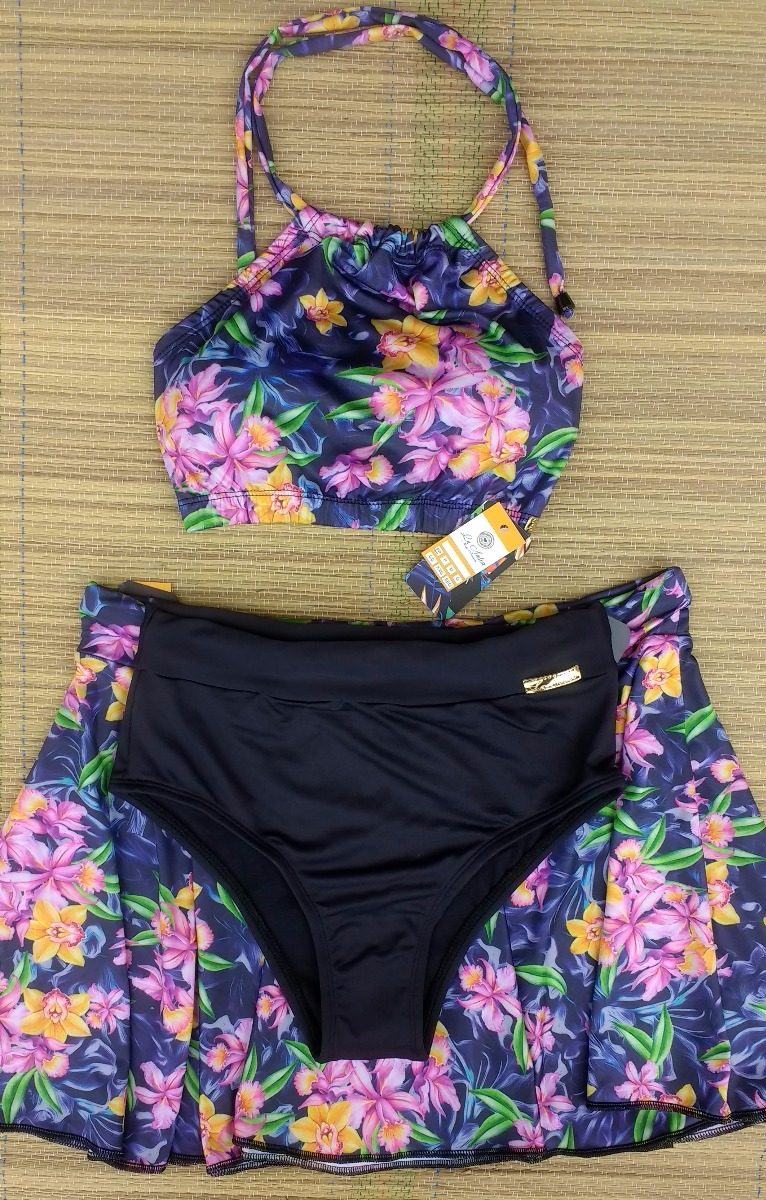 Kit Biquíni Cropped Calcinha Cós Alto Saia Saída De Praia R 21999 Em Mercado Livre