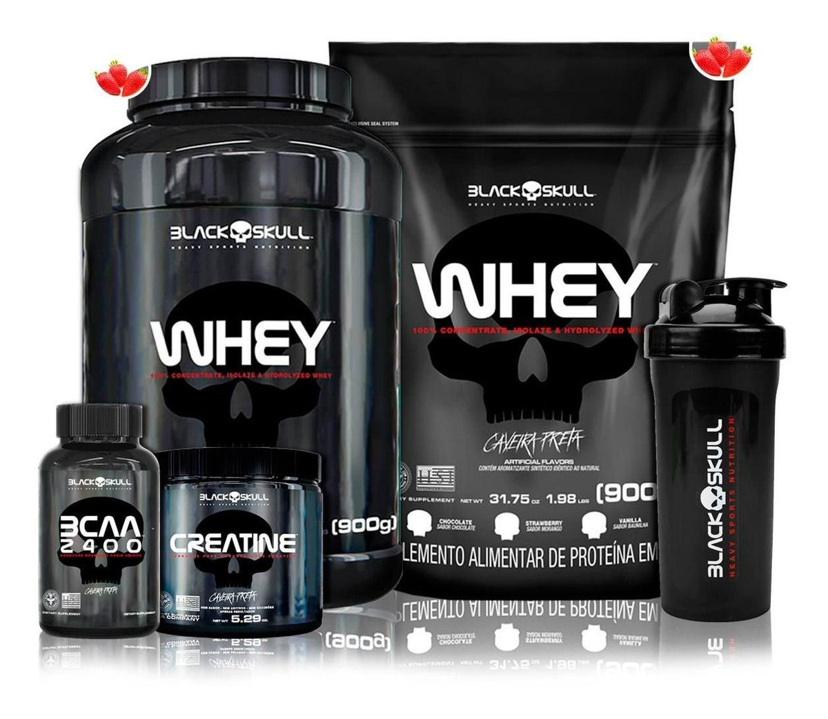 Kit Whey Proten 1 8kg Bcaa Creatina Black Skull Sabores R 164 90