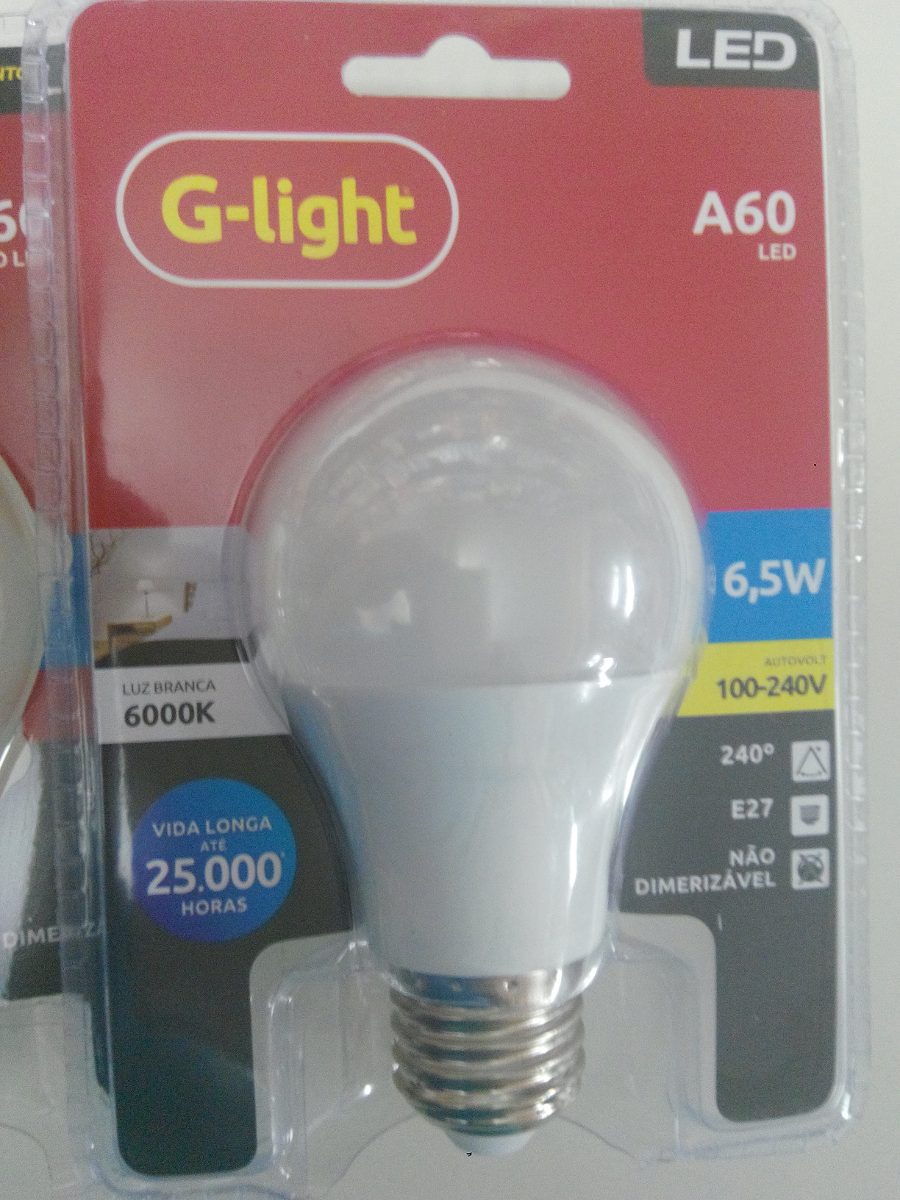 Lamp Led A60 6,5w 6000k Auto-volt E27 G-light - R$ 17,90 em Mercado Livre Lamp Led A60 6,5w 6000k Auto-volt E27 G-light - R$ 17,90 em Mercado Livre