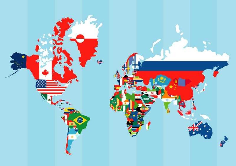 Mapamundi Con Banderas - Mapa Del Mundo Tamaño 45 X 30 Cm. - $ 290,00 ...