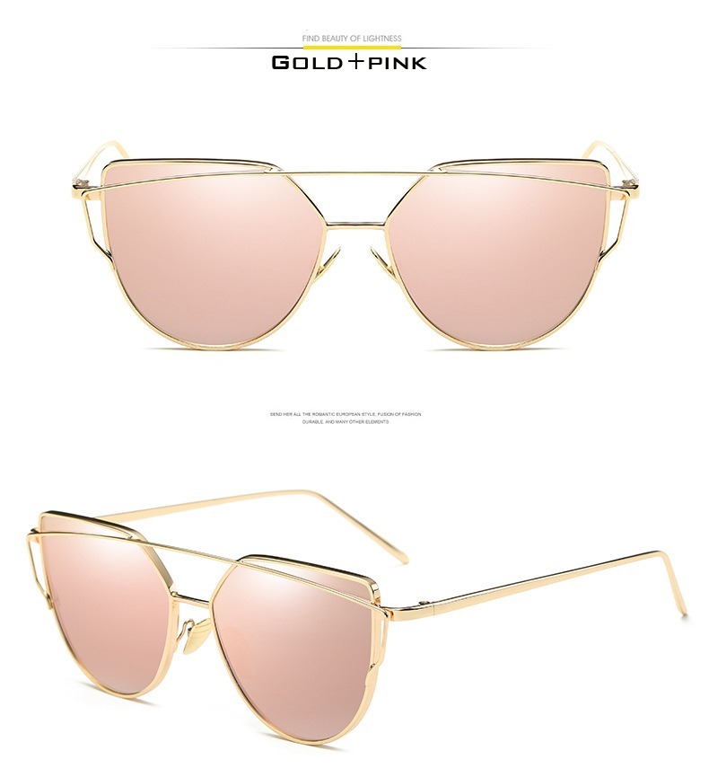Óculos De Sol Feminino Gatinho Espelhado Rosa E Dourado R 34 10 Em