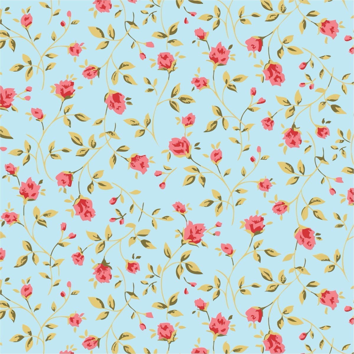 Papel De Parede Floral Rosas Em Cores Azul E Rosa My Xxx Hot Girl