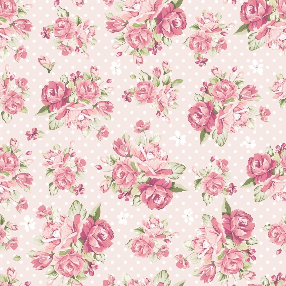 Papel De Parede Auto Adesivo Floral Rosas Fundo Poá Rosa R 58 90 Em