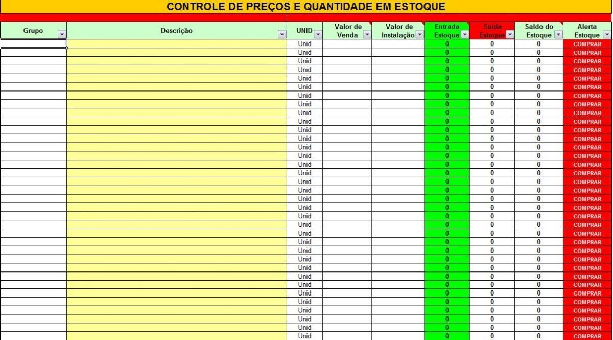 Planilha De Controle Planilha De Controle