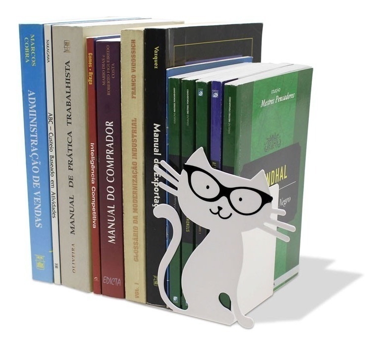 Porta Livros Para Prateleiras De Parede Ou Mesa Gato Branco - R$ 49,25 ... Porta Livros Para Prateleiras De Parede Ou Mesa Gato Branco - R$ 49,25 ...