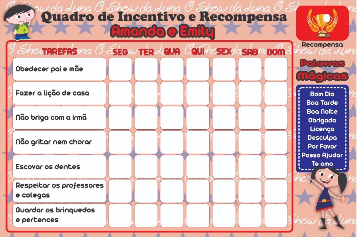 Quadro De Incentivo Para Imprimir Quadro De Incentivo