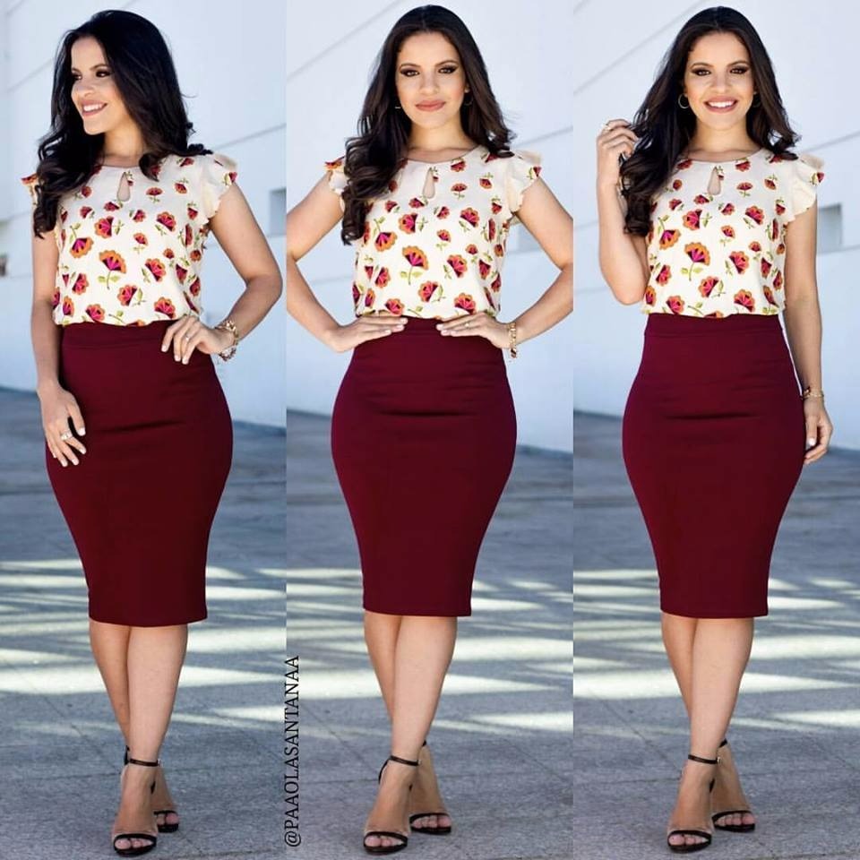 Saias Evangélica Midi Social Lápis Cós Alto Feminina Moda R 24 99 Em