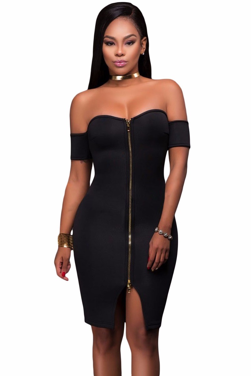 Sexy Vestido Negro Strapless Cierre Frente Antro Moda 22951 550 00