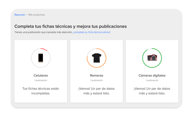 Centro de Vendedores - El estado de tus fichas técnicas Centro de Vendedores - El estado de tus fichas técnicas
