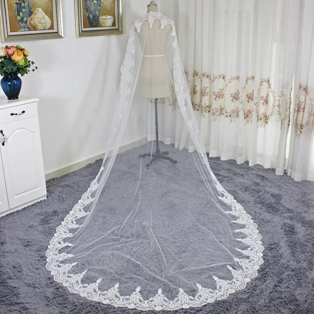 Velo Novia Catedral 4 Metros, Encaje Bordado Ivory/blanco - $ 799.00 en ...