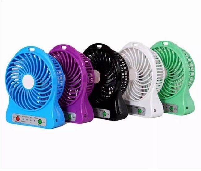 Ventilador Portatil Recargable Usb 3 Velocidades Con Lampara 160 00
